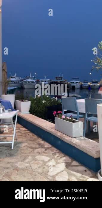 Ayia Napa, Cyprus - June 8, 2023: Evening view from a restaurant ...