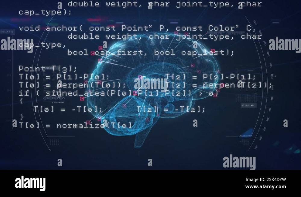 Animation of scope scanning over spinning human brain icon and data processing Stock Video ...