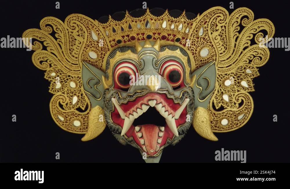 Bird Wood Carved Mask, Topeng Character of Bali Indonesia, Golden ...