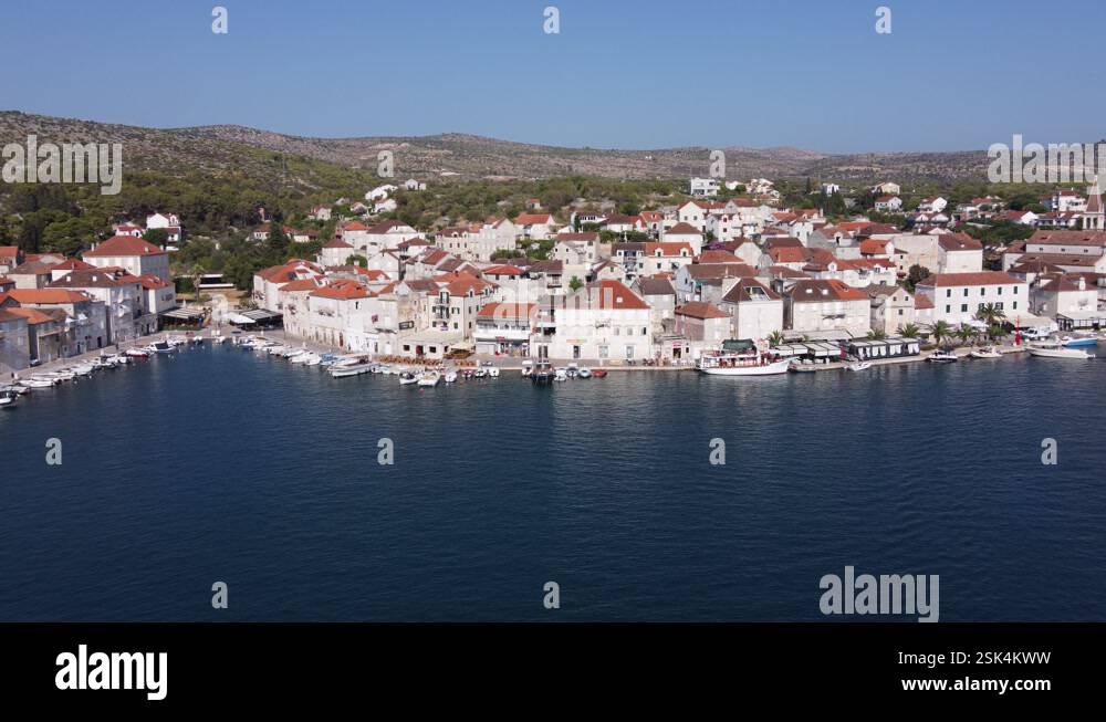 Sheltered Port and marina of Milna Town on Brac Island and Two Story ...