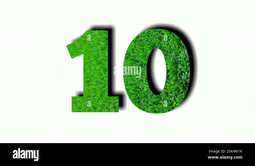 Animation number 10 ten motion graphics with green grass texture on ...