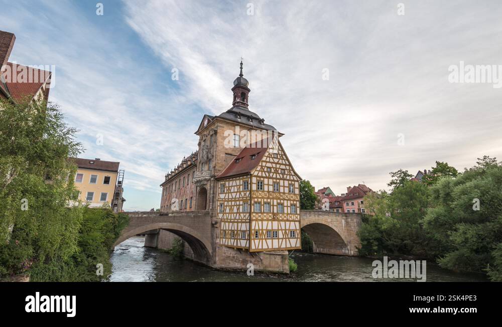 Bamberg Germany skyline time lapse at Altes Rathaus and Linker ...