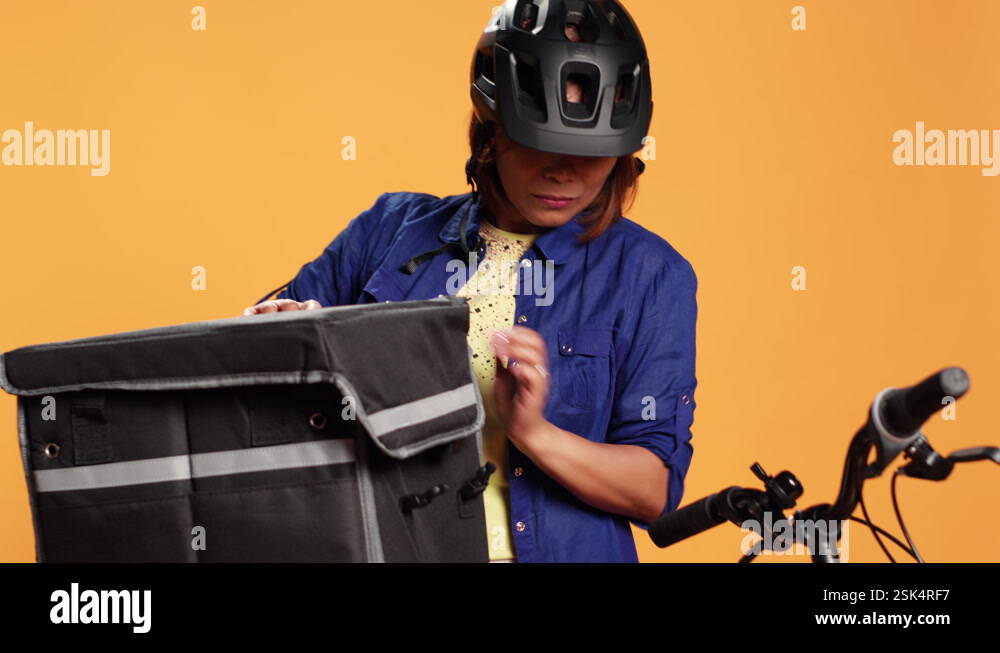 Courier prepares POS terminal for client Stock Video Footage - Alamy