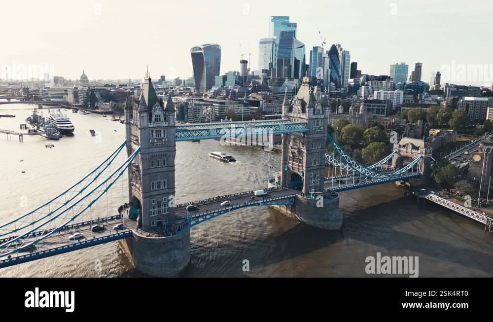 Iconic Tower Bridge built over Thames River with the view of London ...