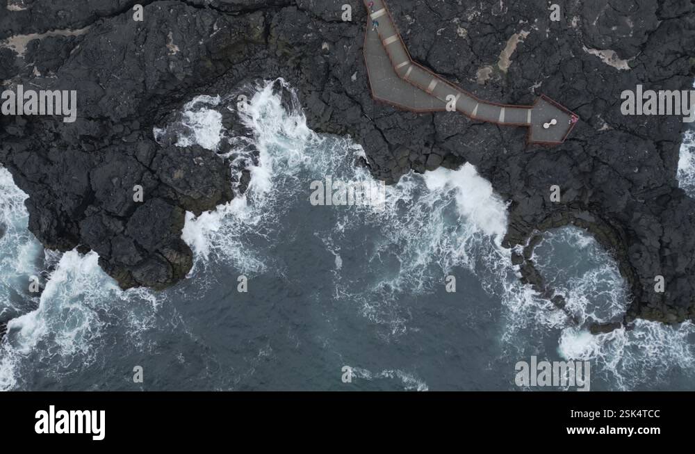 Natural pool dug by the Atlantic ocean, touristic point of observation ...