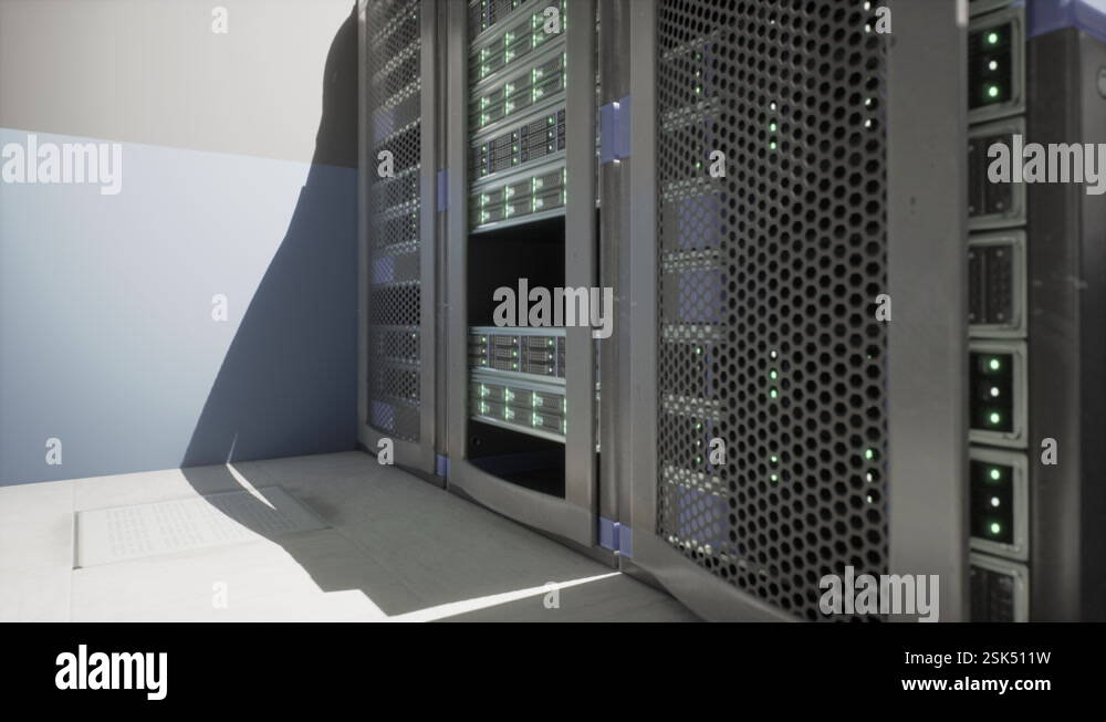 Rows of operational supercomputers in a server room Stock Video Footage ...