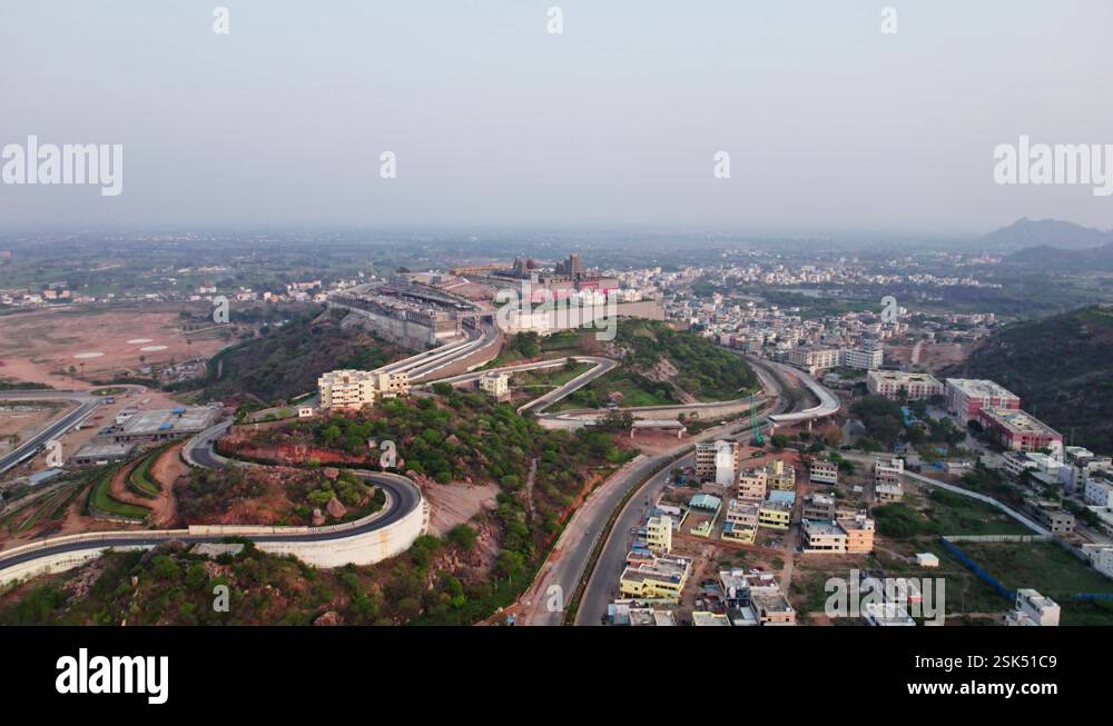 yadari temple in telangana india areal drone shot daytime 4k 30p Stock ...