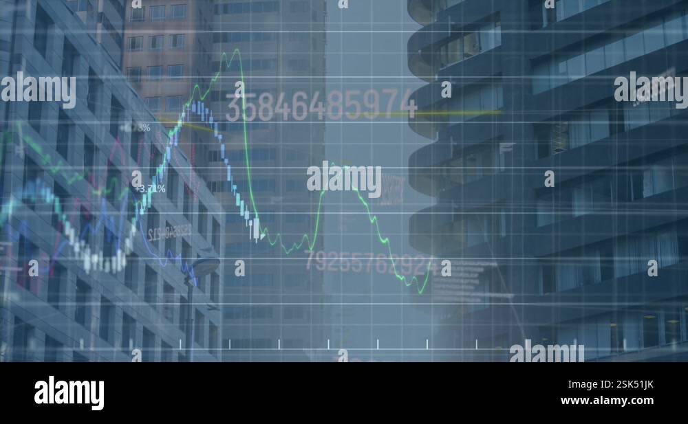 Animation of multiple graphs, database, changing numbers over modern ...