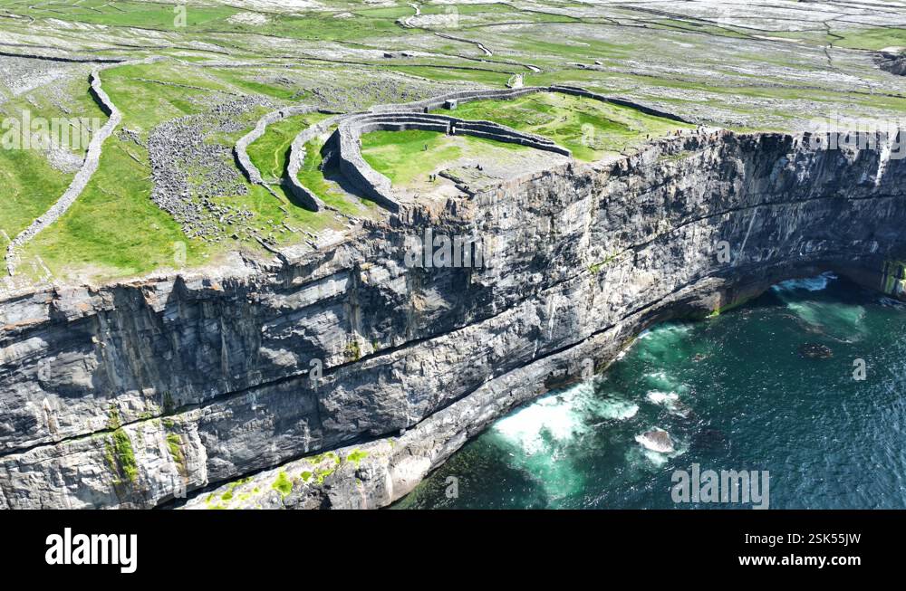 view of Dun Angus from high above the Atlantic Ocean Inis More Ireland ...