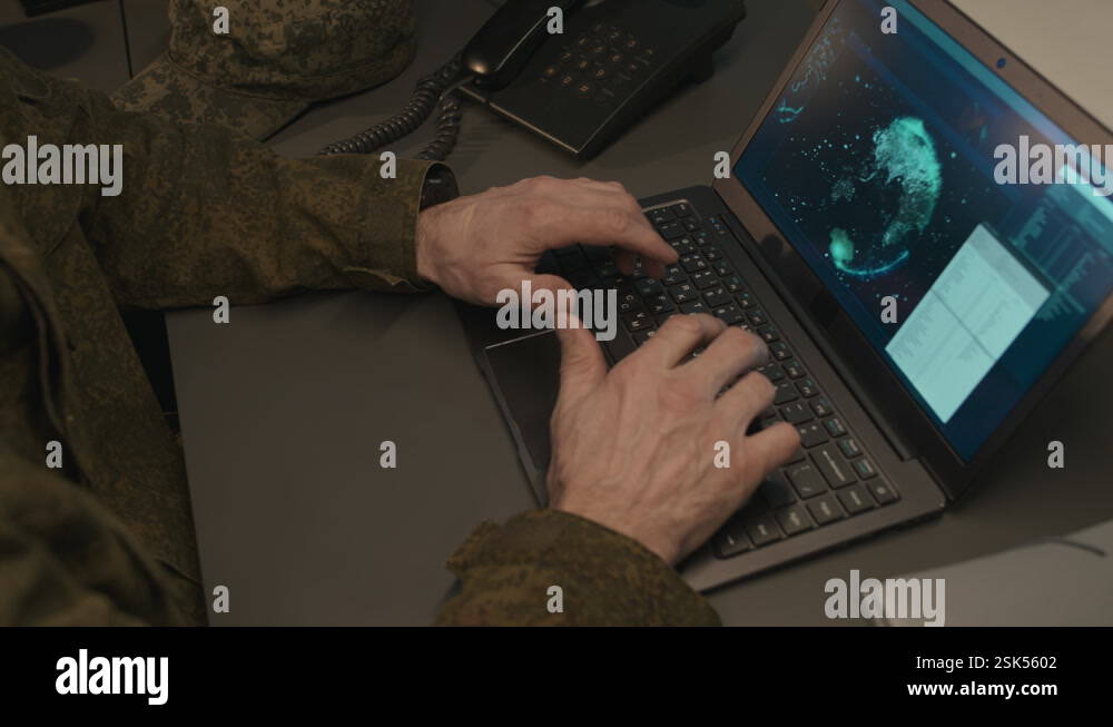 Male Military Officer Typing on Keyboard Stock Video Footage - Alamy