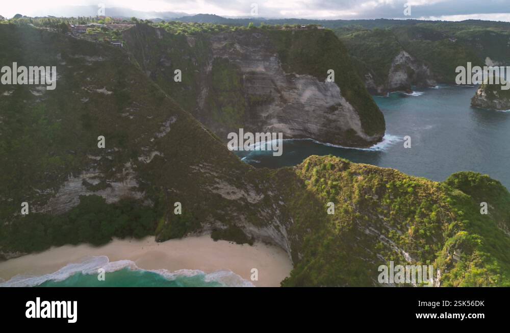 beautiful drone shoot of Cap de T-rex cliff ( Kelingking Beach) in the ...