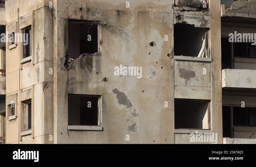 Cyprus conflict, bullet holes in building ghost town Varosha Stock ...