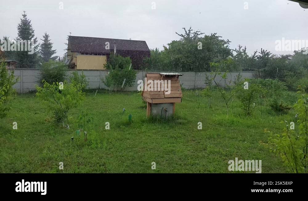 There is a heavy downpour in a private house Stock Video Footage - Alamy
