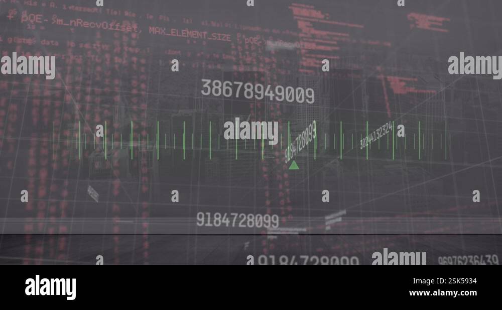 Animation of statistical data processing and changing numbers against aerial Stock Video Footage ...