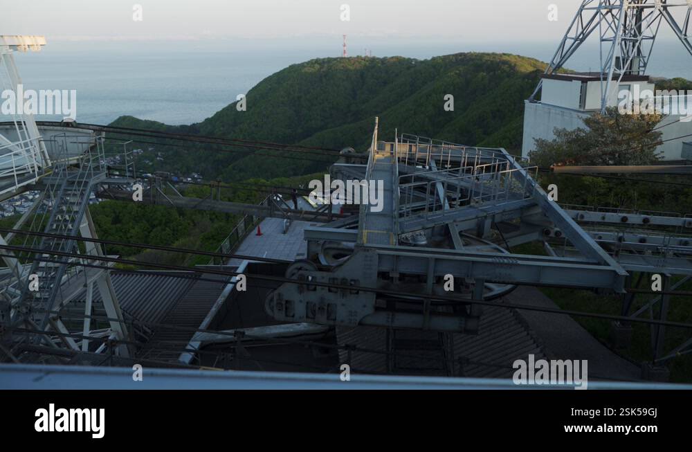 Cableway Mechanism Showing Rope Pulley Spinning Wheels On Mt Hakodate ...