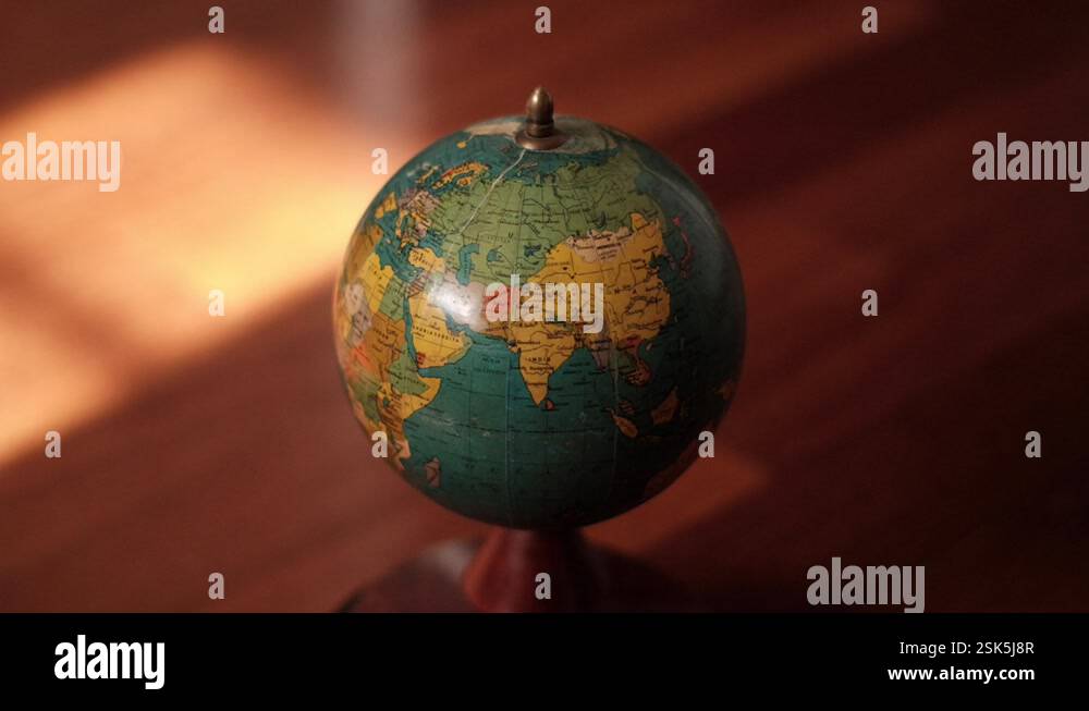 Timeless Geography: Slow Motion Retro Spinning of 4K Political Map on ...