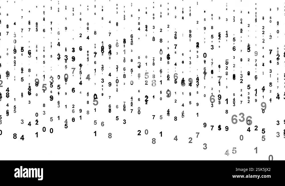 Digital numbers pattern motion graphics with plain white background ...