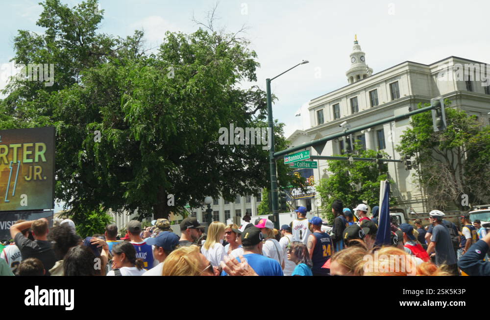 Cinematic NBA 2023 Champions Denver Nuggets rally parade Colorado state ...