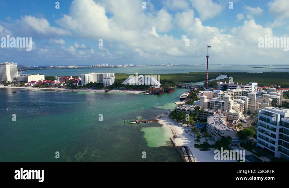 Scenic Beach Resorts With Tropical Ocean View In Cancun, Mexico, 4K ...