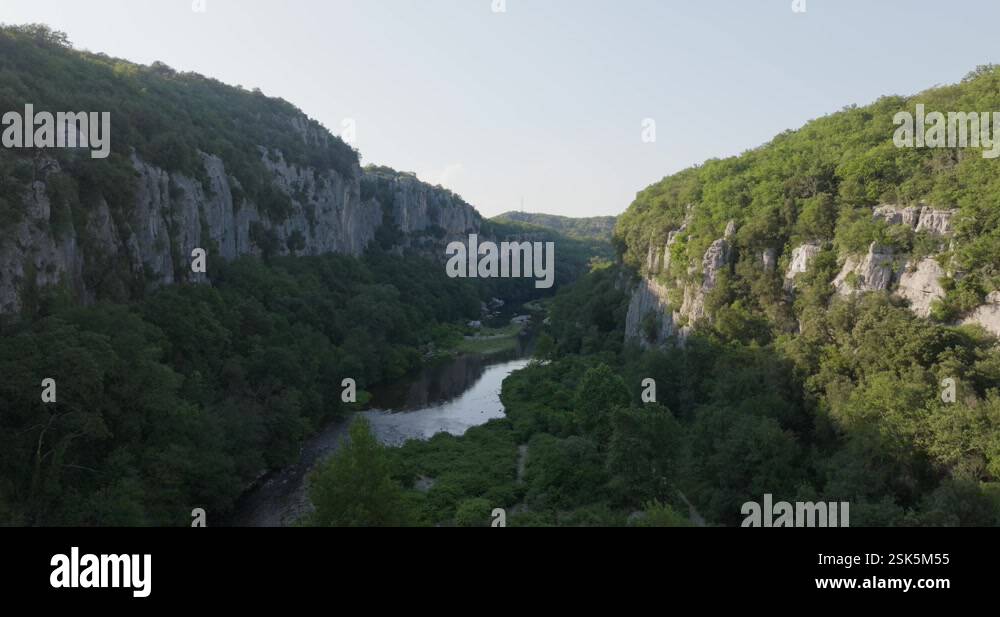 Aerial view of the Gorges of the Chassezac in Ardèche, France Stock ...