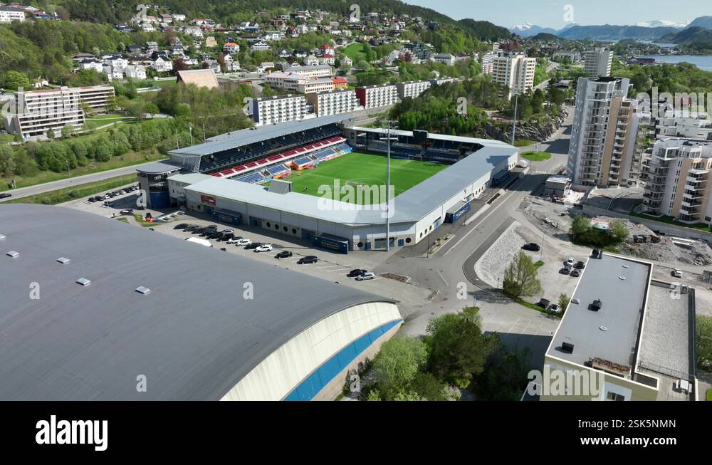 Color Line stadium Aalesund Arena - Aerial of soccer stadium in Alesund ...