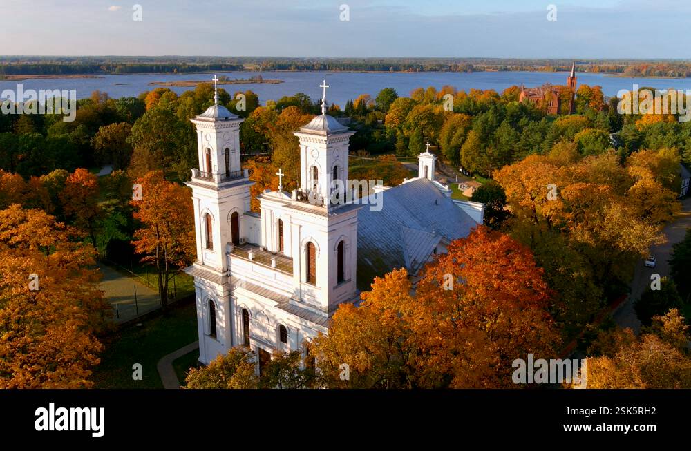 Beautiful aerial view of St. John the Baptist's Church in Birzai ...
