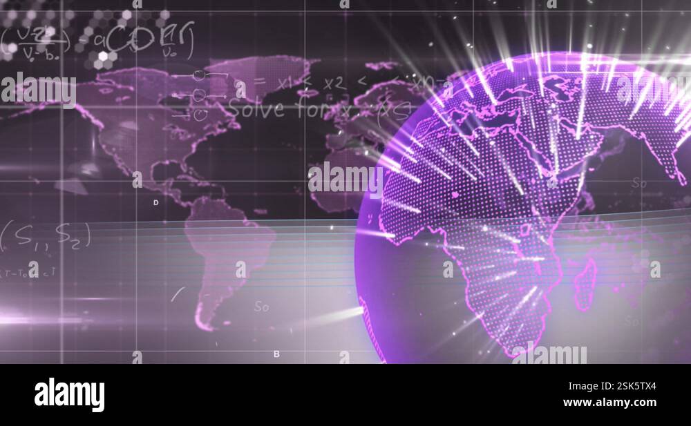 Animation of data processing, world map over globe with connections Stock Video Footage - Alamy