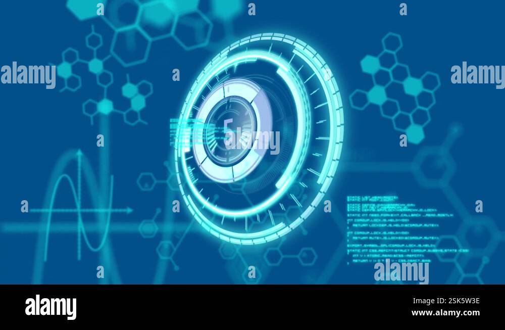 Animation of scope scanning and scientific data processing over blue ...
