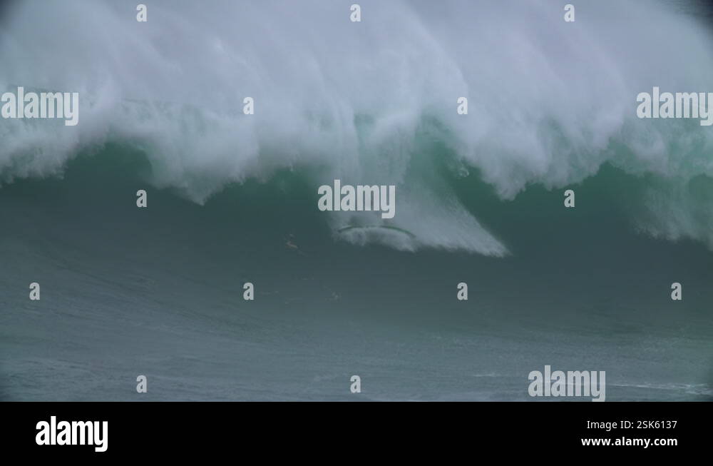 Slow Motion Shot Of Man Falling While Surfing On Waves In Sea - Oahu ...
