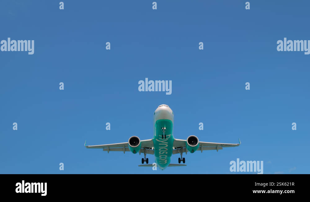 Large passenger airplane, airliner Flynas Airbus A320 is flying in the ...