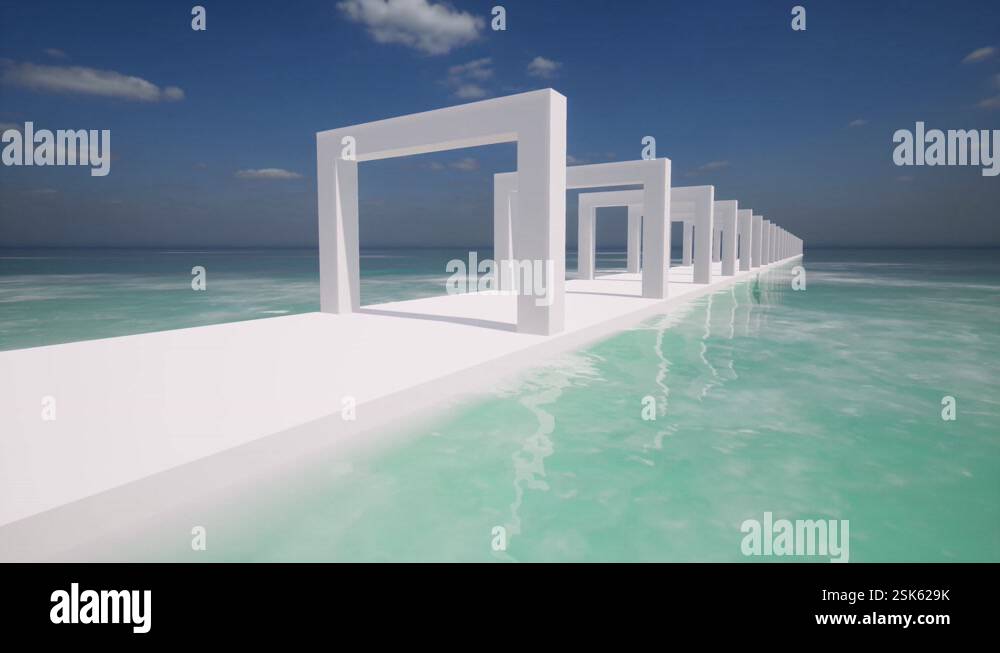Modern resort minimalist architecture on the ocean Stock Video Footage ...