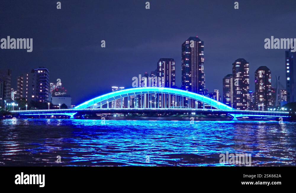 Night light Tokyo, Tsukuda, Toyosu skyscrapers and Eitai bridge The ...