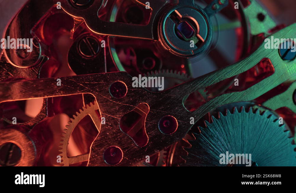 Old vintage clock gears, cogs mechanism. Macro internal structure of ...