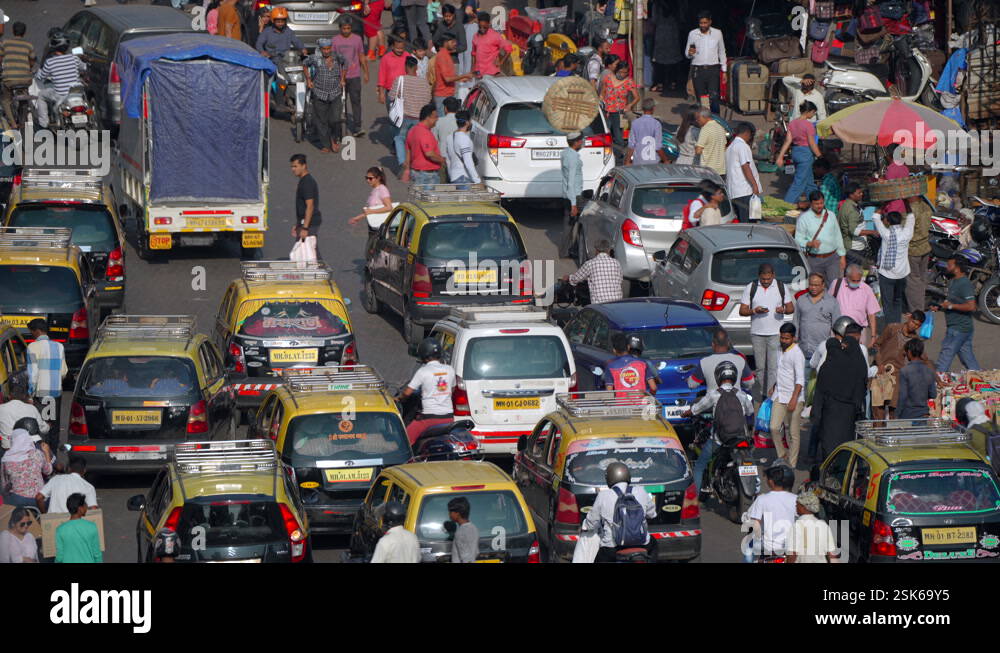 Locked-Off Shot Showing Rush Hour Traffic on Busy Street in South ...