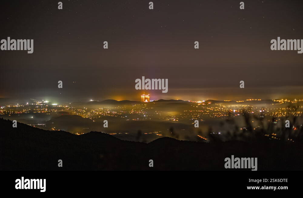 Nighttime Timelapse of air traffic from sinoa view point on the island ...
