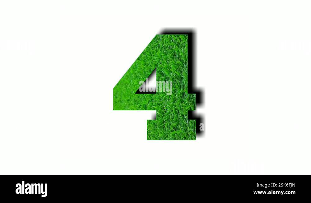 Animation number 4 four motion graphics with green grass texture on ...