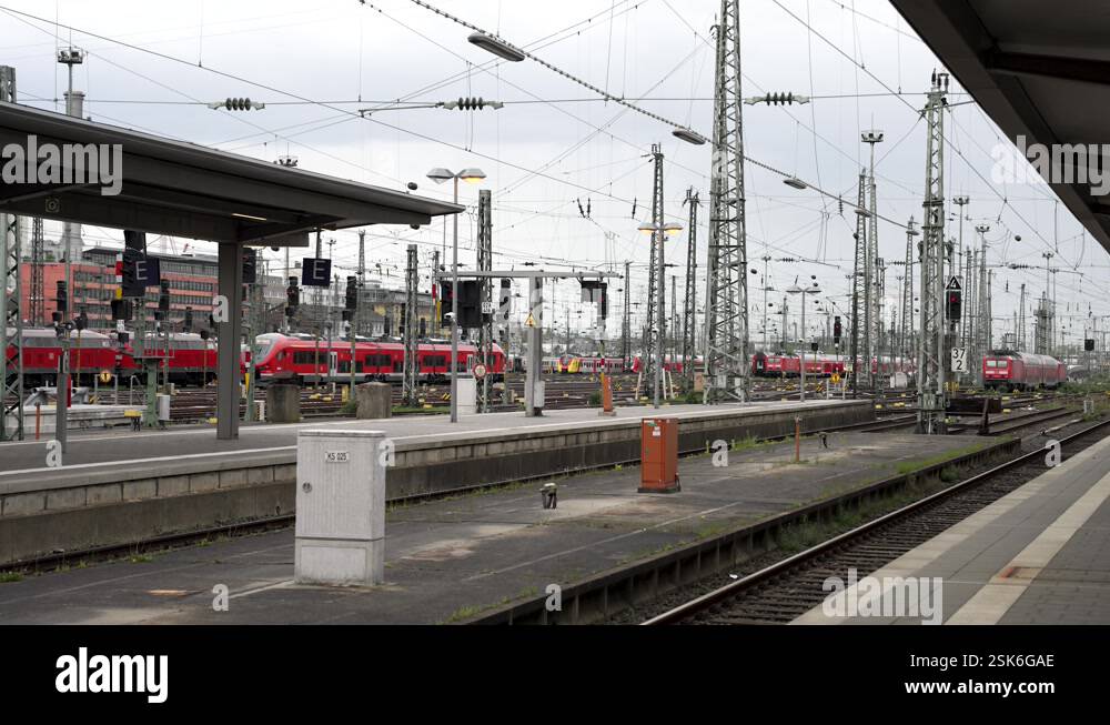 Frankfurt Main Station Platforms With Overhead Electric Power Lines And ...