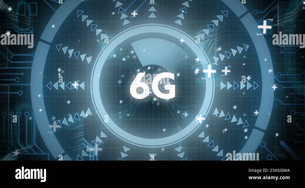 Animation of 6g text and scope scanning and data processing Stock Video ...