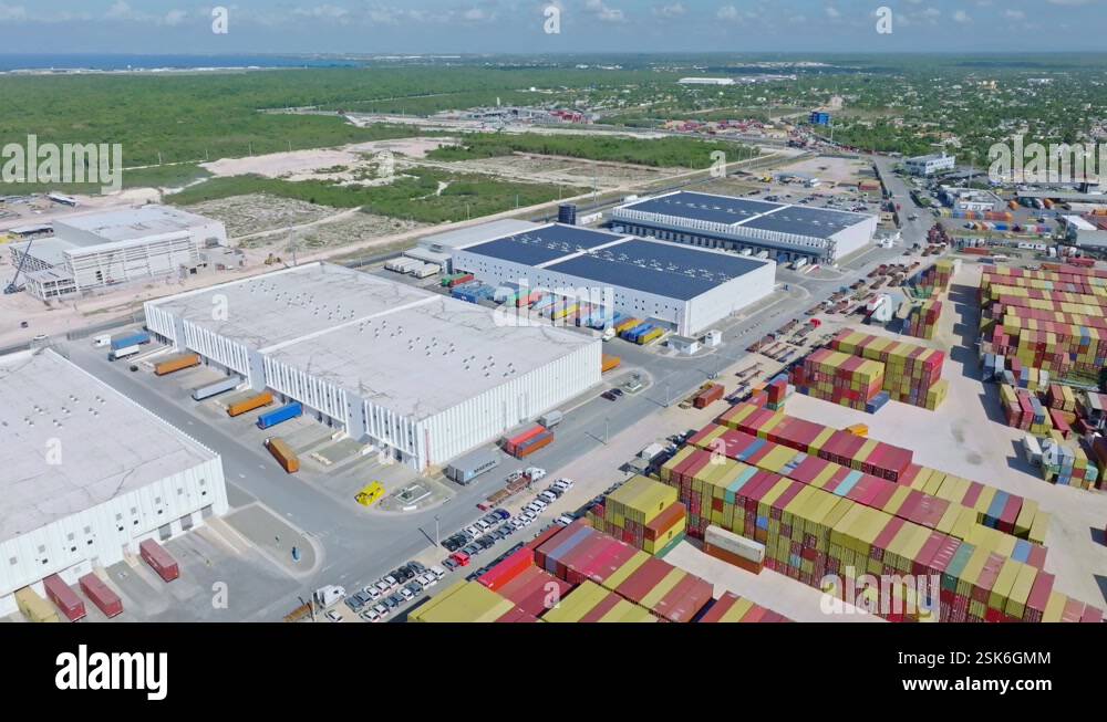 Logistic center and containers in Caucedo port, Dominican Republic ...