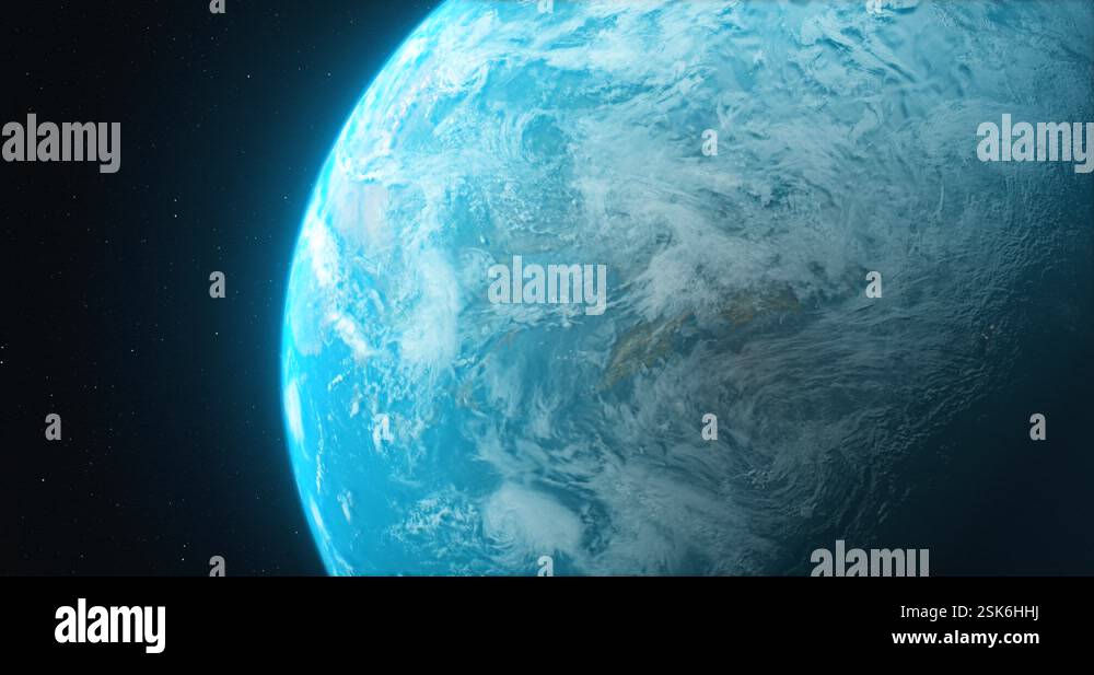 Cinematic blue Earth view from space, motion graphics video shows the ...