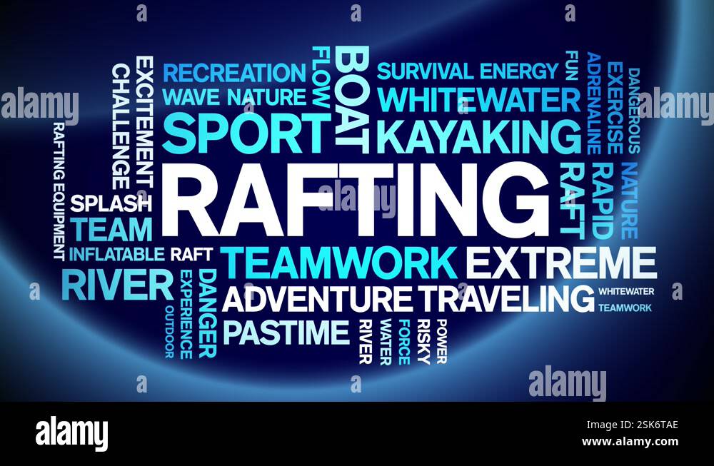 Rafting animated word cloud,animation text kinetic typography seamless ...