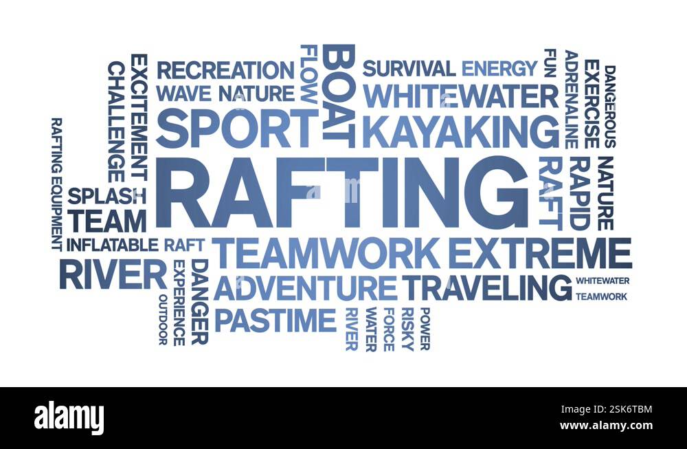 Rafting animated word cloud,animation text kinetic typography seamless ...
