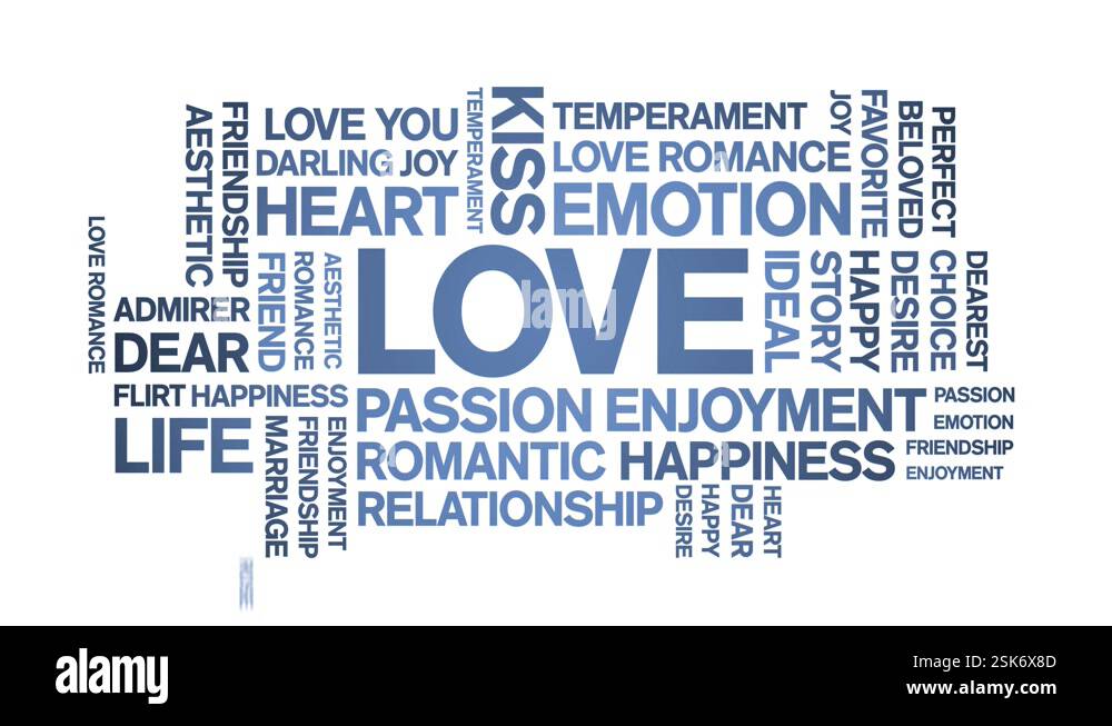 Love animated word cloud,animation tag text kinetic typography seamless ...