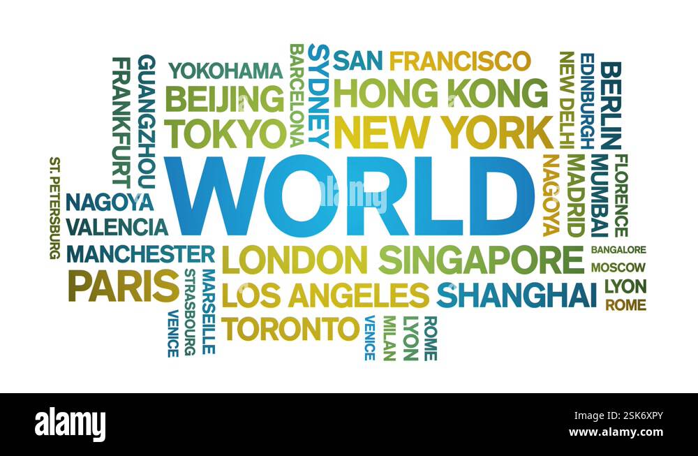 World animated word cloud,animation text kinetic typography seamless ...