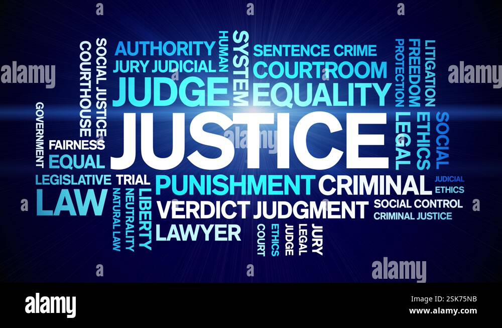 Justice animated word cloud,animation text kinetic typography seamless ...