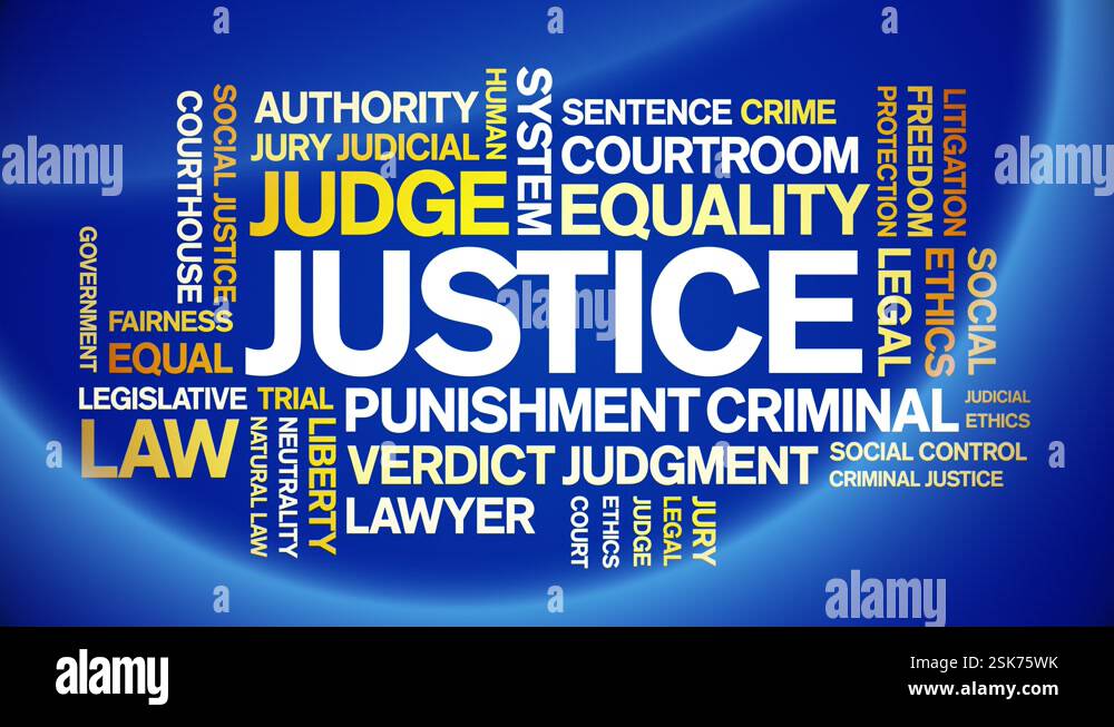 Justice animated word cloud,animation text kinetic typography seamless ...