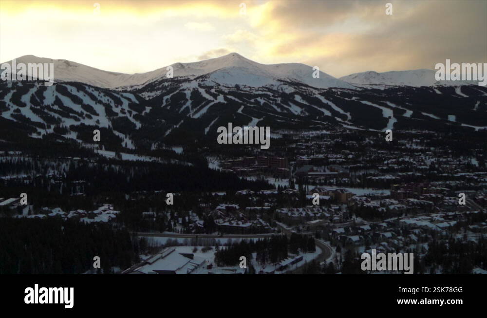Stunning pan to the left of wide Breckenridge ten mile peak Colorado ...