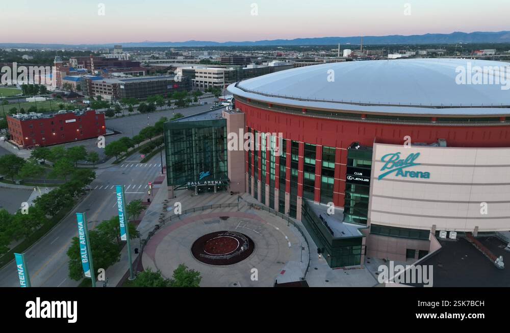 Ball Arena aerial establishing shot. Famous multi-purpose arena ...