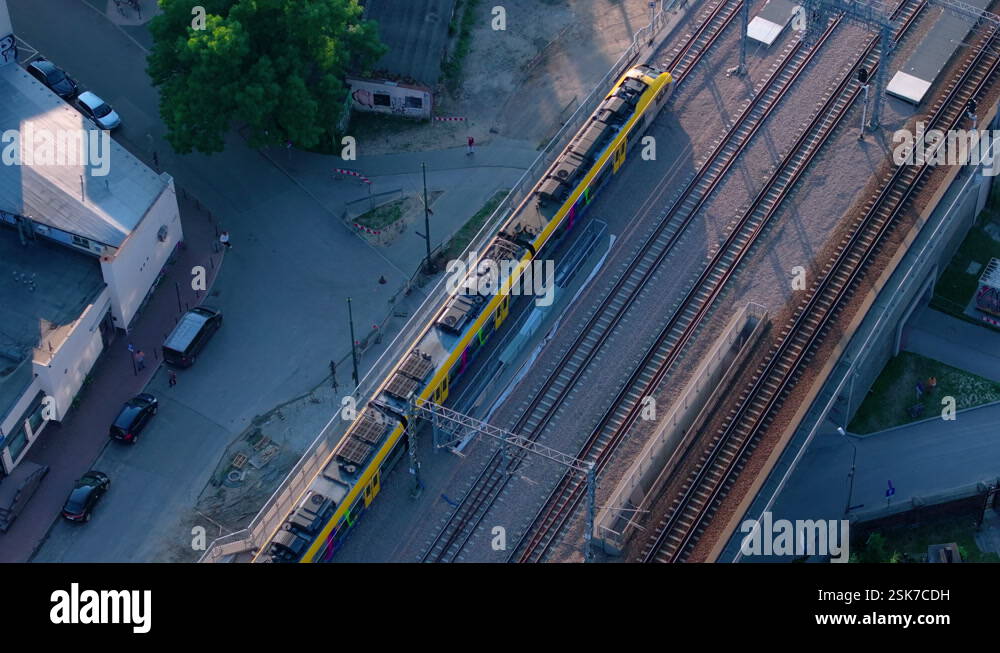 Highspeed train aerial top view Stock Video Footage - Alamy