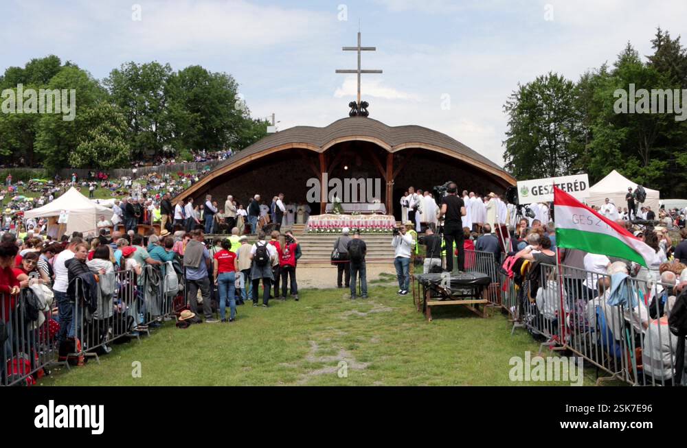 Media people filming ceremony at Csiksomlyo Pilgrimage, celebrating ...